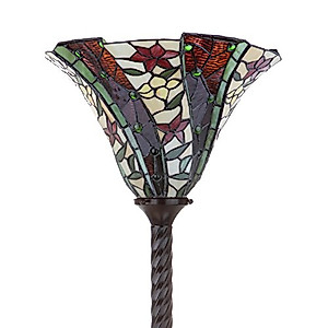 JONATHAN Y JYL8001A Williams Tiffany-Style 71" Torchiere LED Floor Lamp, Tiffany, Traditional, Art Nouveau Style, Office, Living Room, Family Room, Dining Room, Bedroom, Hallway, Foyer, Bronze