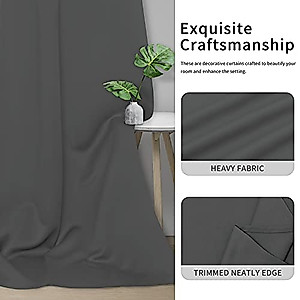 Easy-Going Blackout Curtains for Bedroom, Solid Thermal Insulated Grommet and Noise Reduction Window Drapes, Room Darkening Curtains for Living Room, 2 Panels(42x63 in, Gray)