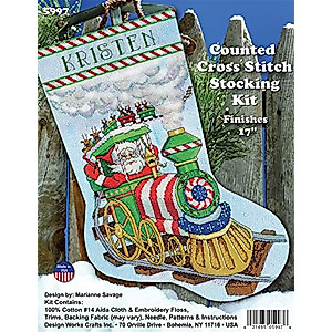 Tobin Santa's Train Cross Stitch Stocking Kit, 17" Long 14 Count
