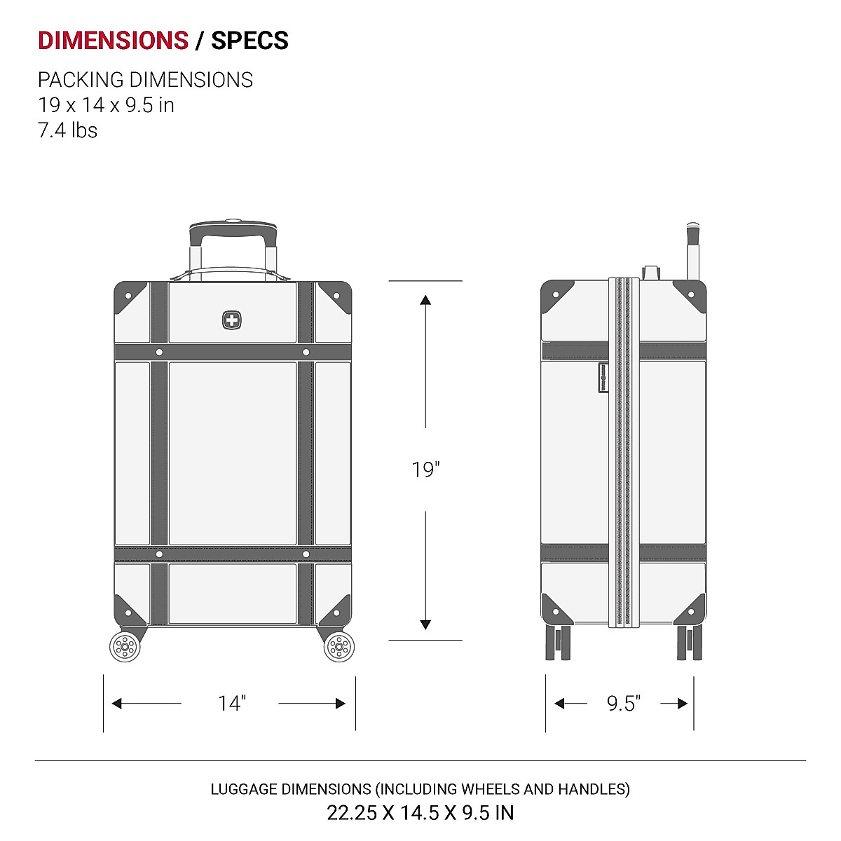 SwissGear 7739 Hardside Luggage Trunk with Spinner Wheels, Blush, Carry-On 19-Inch