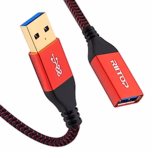 RIITOP USB 3.0 Extension Cable Short 1FT (2-Pack), USB 3.0 Type A Male to Female Extender 5Gbps Nylon Braided Cord Compatible with USB Disk, Keyboard, webcame, Printer