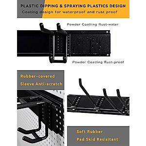 Garage Tool Organizer Wall Mount 48 Inches Max Load 539lbs ，Garage Storage, Garage Organization, Adjustable with 7 Heavy Duty Hooks and 4 Cable Ties, Yard Tools holder and Power Tool Organizer Rack