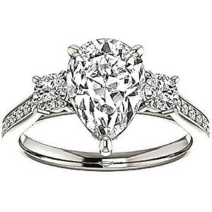 Sparkx Diamond 2.50 CT Colorless Pear Shaped Moissanite Engagement Ring, Side Stone Wedding Ring Set, Bridle Ring Set, 925 Sterling Silver Gift For Her (5.5)