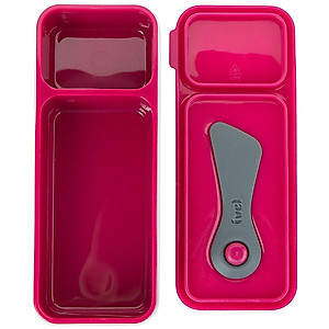 Trudeau Maison Fuel go” Snack Box with Dip Compartment and Spreading Knife, 6.00 x 4.00 x 15.00 cm, Pink