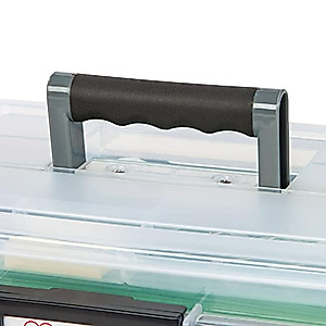 IRIS USA 19 Quart WEATHERPRO Plastic Office Storage Portable Letter Size File Box with Organizer-Lid and Seal and Secure Latching Buckles, Weathertight, Clear with Black Buckle, 1 Pack