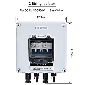 DIHOOL 16 Amp Outdoor Disconnect Box IP66 Waterproof, 2 in 2 Out Miniature Circuit Breakers with Power Distribution Box