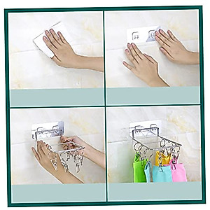 4 pcs Multi Purpose Hanger Wall Mount Clothing Rack Wall Mounted Drying Rack Wind- Proof Hook Clothes Laundry Hanger Drying Rack Stainless Steel Sock Rack Sock Drying Rack Clip