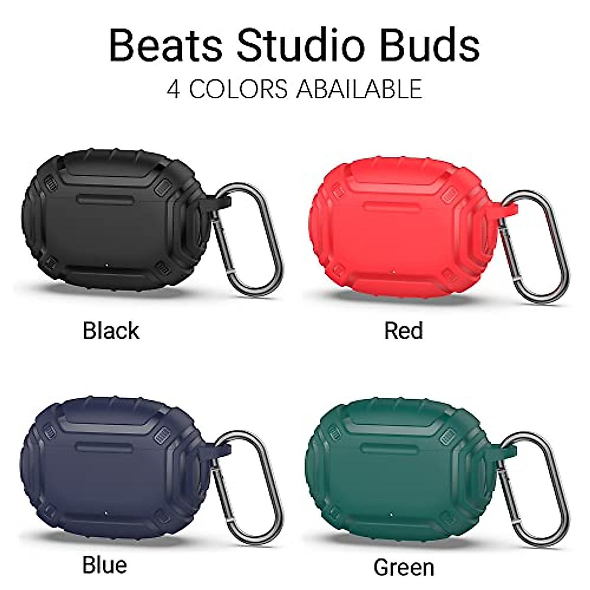 HGSS Personalized Case Compatible for Beats Studio Buds 2021, Custom Name Sturdy Shockproof Protective Case Gift,with Keychain, Blue,Green,Pink,Red