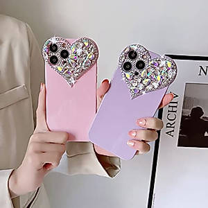 IAIYOXI Cute 3D Glitter Case for iPhone 14 Pro Max, Sparkling Aesthetic Heart Gems Bling Case, Pretty Shine Colorful Diamond Soft TPU Bumper Case for Women Girl-iPhone 14 Pro Max, White