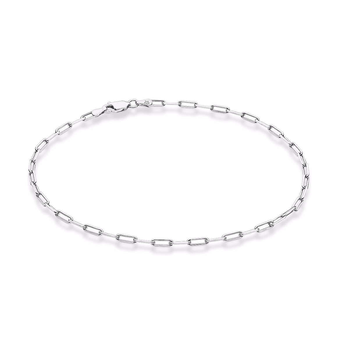 Miabella Solid 925 Sterling Silver 2.5mm Paperclip Link Chain Anklet Ankle Bracelet for Women, Made in Italy (sterling silver, 10 Inches)