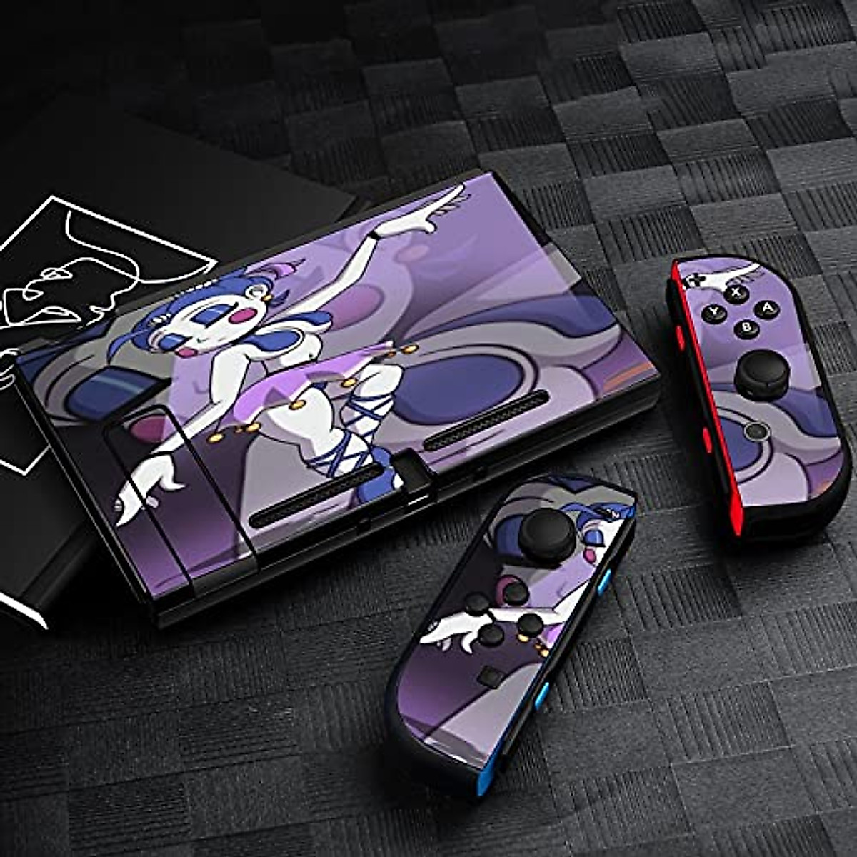 Ba-llora FNAF Sticker for Switch Protector Cover Protective Faceplate Full Set Console Dock for Switch/Switch lite