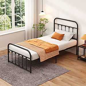 Closadin Classic Metal Platform Bed Frame with Heaboard and Footboard,Strong Metal Slats Support,No Box Spring Needed,Easy Assembly,Twin Size,Black