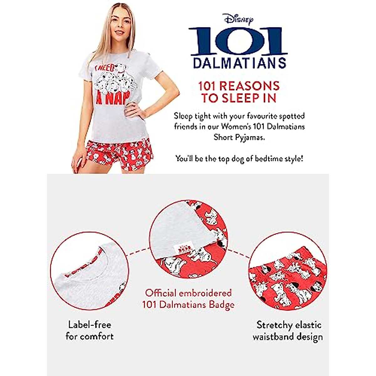 Disney Pajamas Women | 101 Dalmatians Pajama Set | Short Summer Pjs Grey XX-Large