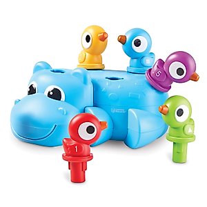 Learning Resources Huey The Fine Motor Hippo, Fine Motor Toy for Toddlers, Develops Counting and Color Recognition, Educational Toys for Toddlers, 7 pieces, Ages 18 mos+