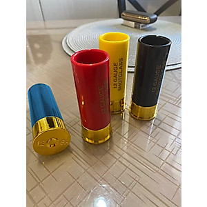 HUNTPAL 12 Gauge Shotgun Shell Shot Glass Set of 4 Multi Color Shot Glasses, Cool Funny Gift Man Cave Decoration for Men Hunter Shooter