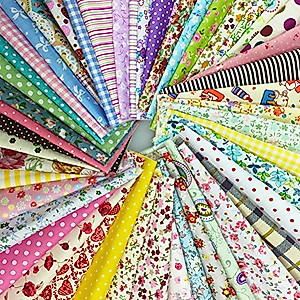 flic-flac 200pcs 4 x 4 inches (10cmx10cm) Cotton Craft Fabric Bundle Squares Patchwork Lint DIY Sewing Scrapbooking Quilting Dot Pattern Artcraft