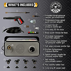 Chemical Guys EQP408 ProFlow Performance Electric Pressure Washer PM2000, 14.5-Amp Motor 2030 Max PSI, 1.77 GPM, Includes 5 Full Range QC Tips, Cleans Cars, Patios, Driveways, Homes and More , Gray