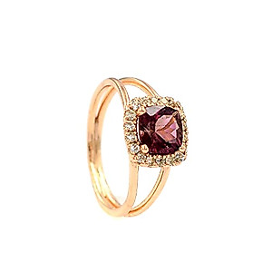 Natural Pink Tourmaline 7 MM Cushion Cut Gemstone 925 Sterling Silver October Birthstone Solitaire Unisex Ring For Christmas Gift (Rose Gold Rhodium Plated Silver, 8.5)