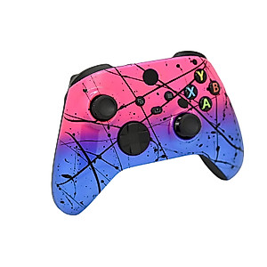 Hand Airbrushed Fade Custom Controller Compatible with Xbox Series X/S & Xbox One (Series X/S Hot Pink & Blue)
