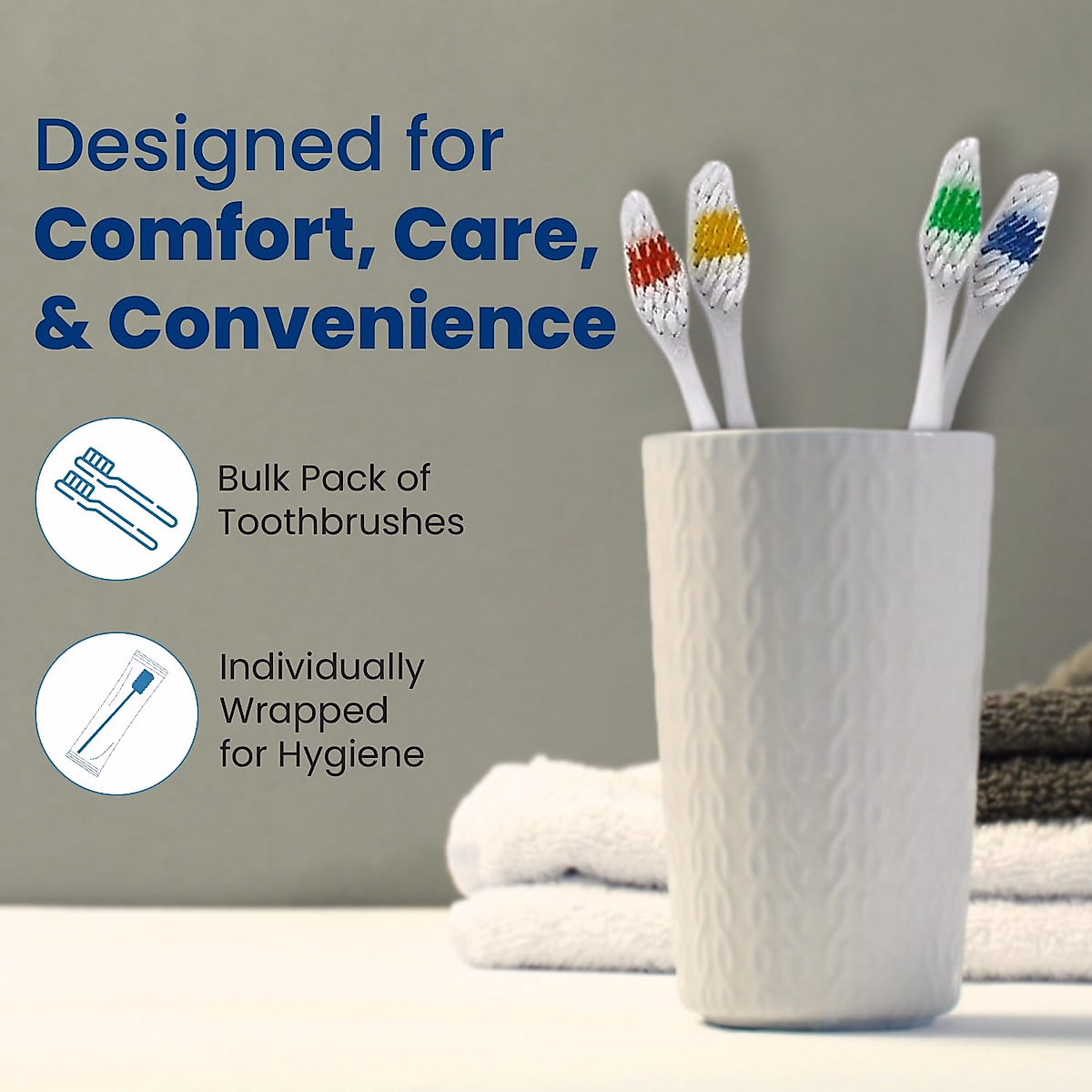 Variety Savings 150 Toothbrushes Bulk Wholesale Quantity Standard Size, Dental Care Toiletries, Medium Soft Bristles, Individually Wrapped, Homeless Care, Disposable Use, Hotels, Travel