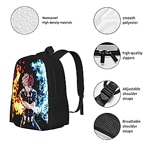 Cejburw Anime Manga Todoroki Backpack with Ergonomic Back Pad, Durable Laptop Bag Large Book Bag Travel Daypack Wear Resistant Back Casual Bookbag