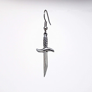 Gothic Dagger Sword Pirate Medieval Renaissance Silver Finish Dangle Earrings