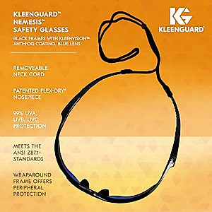 KleenGuard™ V30 Nemesis™ Safety Glasses (14481), Blue Lenses with Mirror coating, Black Frame, Unisex Eyewear for Men and Women (12 Pairs/Case)