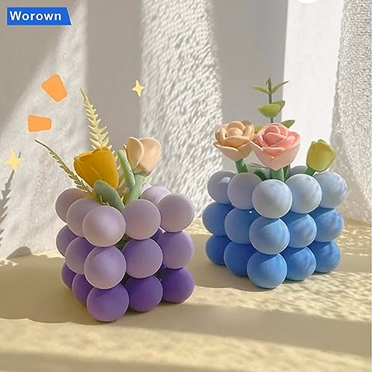 Worown 24 Pack 5 Sizes (1 to 2.4 Inches) White Foam Balls, Solid Polystyrene Balls for Arts & Crafts, Ornaments School Projects Wedding Decorations