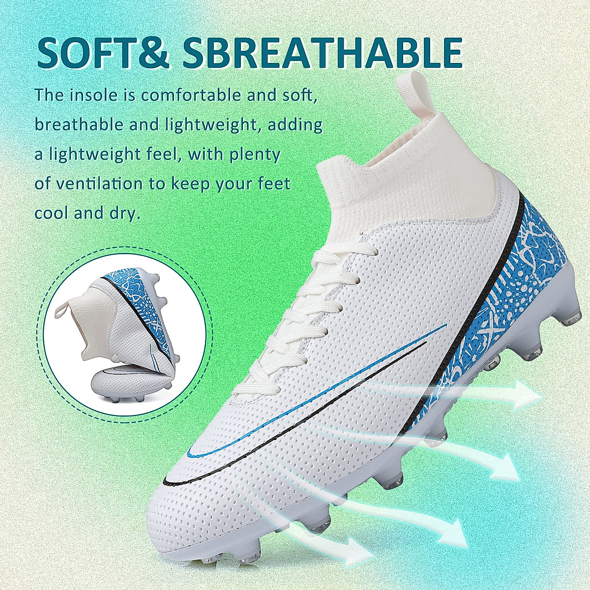 Soccer Cleats Mens Football Cleats Women Tacos de Futbol para Hombre Soccer Shoes for Big Boy Tacos de Futbol Zapatos de Futbol para Hombres Outdoor Soccer Shoes High Top Football Boots AG/FG