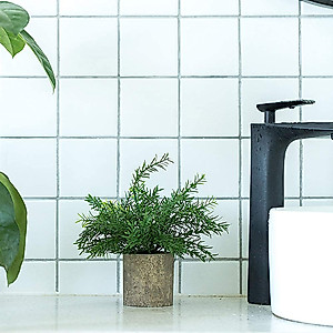 HC STAR Potted Artificial Pant Fake Green Grass with Pot Decorative Lifelike Set of 6 (High-Foot, Green-4 & Purple-2)