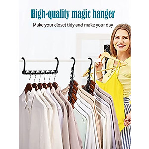 Smartor Hangers Space Saving - Plastic, 10 Pack Magic Hangers, Closet Organizers and Storage for Clothes Organizer, Hanger Organizer, Closet Hangers, Space Saver Hangers as Dorm Essentials(Black)