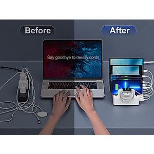 Honcila Charging Station for Multiple Devices, 6 Port 50W Fast Multi Charger Station Charging Dock with 6 Mixed Charging Cables for iPhone, iPad, Kindle, Tablet, Cellphone and Others