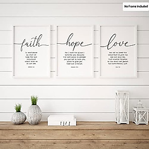 Faith Hope and Love Bible Verses 3 Piece Canvas Wall Art Decor Serenity Prayer Wall Art or Living Room Large Size Christian Art Religious Quotes Wall Decor Unframed Love Wall Art Prints 16x24inchx3