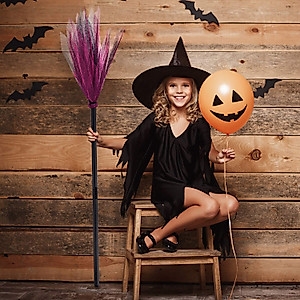 FEPITO 4 Pcs Halloween Witch Broom Wicked Witch Costume Accessories Witch Decorations Broomstick for Halloween Costumes Party