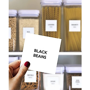 144 Modern Kitchen Pantry Labels for Food Storage Containers, Waterproof Printed on White Glossy Labels, Household Stickers + Numbers, Water Resistant, Organization for Jars and Canisters