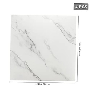 IWOWHERO 4pcs Marble Tile Stickers Marble Decor Adhesive Tile backsplash Bathroom Sticky Tiles Wall Sticker Decor Home Decoration Floor Decor Marble Floor Tile Sticker PVC Tile Sticker spc