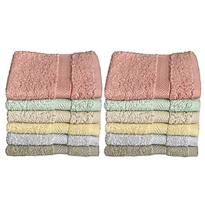 Washcloths, Set of 12 - 100% Ring Spun Cotton Wash Cloth – Thick Loop Pile Washcloth - Extra Absorbent and Soft – Lint Free Face Towel – Perfect for Bathroom Machine Washable Size 13 X 13 inch.