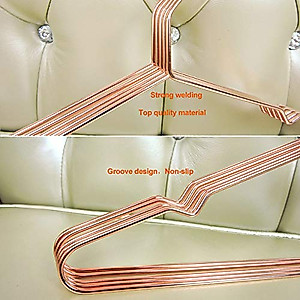 CertBuy 30 Pack Strong Metal Hanger 16.5 Inch, Metal Wire Clothes Hangers Coat Hanger Standard Hangers with Anti-Slip Grooves for Everyday Use, Rose Gold