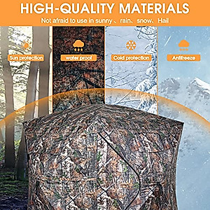 XProudeer Hunting Blind See Through Ground Blinds with 270 Degree,2-3 Person Pop Up Portable Hunting Blinds with Chair,Camouflage Hunting Tent for Deer & Turkey Hunting
