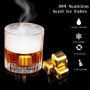 Hgsoor Whiskey Smoker Kit - Old Fashioned Drink Smoker Kit - Cocktail Smoker Kit with Torch, 4 Flavors Wood Chips, 4Ice Cubes, Bourbon Smoker Kit, Bourbon Whiskey Gifts for Men,Dad (No Butane)