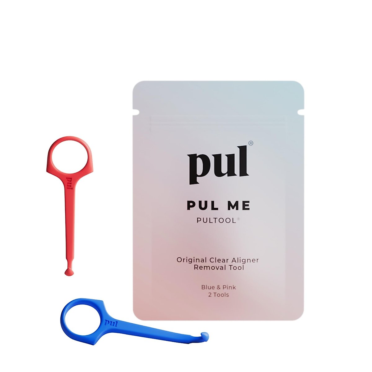 PUL Clear Aligner Removal Tool for Invisalign & Removable Braces | Hygienic, Durable, and Compact | Compatible with Removable Braces, Aligners, Retainers, & Dentures | by The Pultool (Pink + Blue)