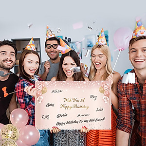 Large Sweet 16 Birthday Card with Envelope, Jumbo Happy 16th Birthday Card Gifts for Girl, Extra Big 16 Birthday Guest Book Greeting Cards Party Supplies，Pink Rose Gold Giant Sixteen Year Birthday