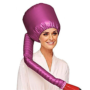 Bonnet Hood Hair Dryer Attachment, Adjustable Hooded Bonnet, Soft Hair Salon Heat Cap with Extended Hose for Hand Held Hair Dryer, Mask Cap for Drying Styling Curling Deep Conditioning, Pink