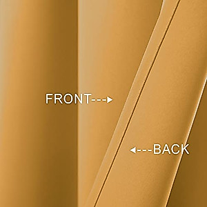 Mrs.Naturall Gold Yellow Window Valances 16 Inch Length for Kitchen Living Room Bedroom 2 Pack Rod Pocket Light Blocking Thermal Insulated Blackout Valance for Basement Bathroom Small Windows