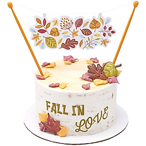 DecoPac Thankful For Fall Rings, Cupcake Decorations, Autumn Cupcake Toppers, Leaves & Acorns, Food Safe Cake Topper – 24 Pack