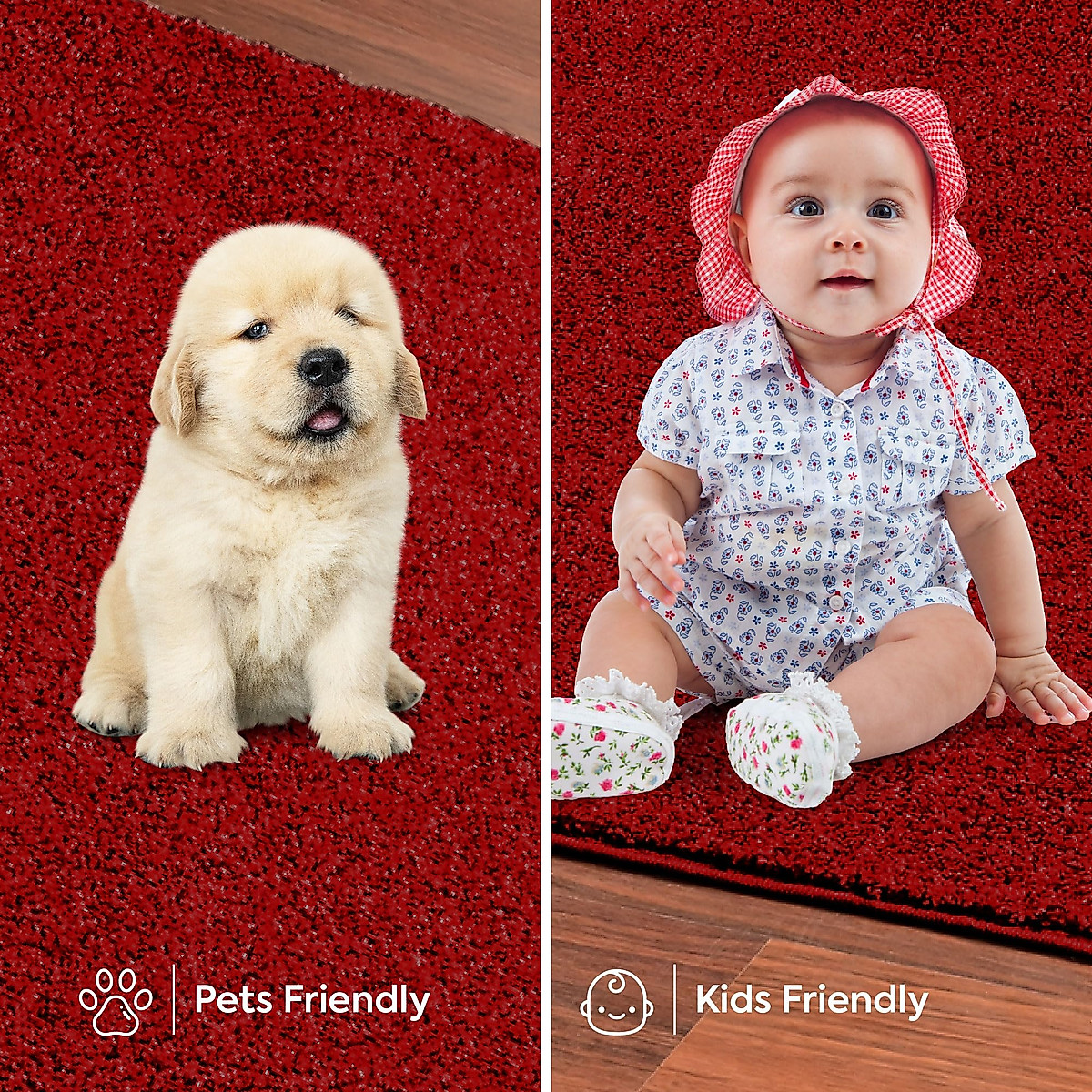 Bright House Solid Color Oval Shape Area Rugs Red - 5' x 7' Oval, Indoor, Stain & Fade Resistant, Perfect for Living Room, Bedroom, Dining Room, Entryway, Doorway, Pet & Kids Friendly Rug, Wedding