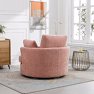 Oversized Swivel Accent Barrel Chair with Storage Bench Large Ottoman+4 Pillows,Comfy Upholstered 360 Recliner Sofa Club Chaise Leisure Round Loveseat Lounge Armchair for Living Room/Hotel/Nursery