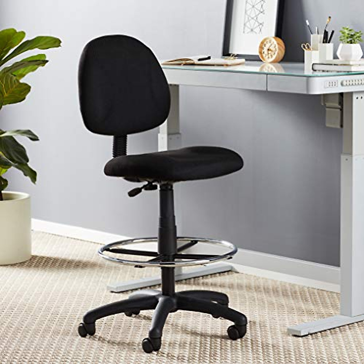 Boss Office Products Ergonomic Works Drafting Chair without Arms in Black
