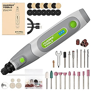 Huepar Tools Mini Cordless Rotary Tool with LED Light, 3-Speed Power Rotary Tool 5000-18000RPM with 98Pcs Accessories, 4V Rotary Tool for Sanding, Polishing, Drilling, Cleaning, DIY Crafts-RT4 PRO