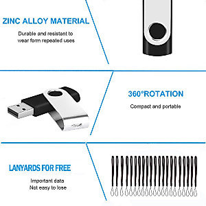 1GB Bulk Flash Drive 100 Pack EASTBULL USB 2.0 Flash Drives Bulk Thumb Drives Bulk USB Drives Pack Storage (Black)